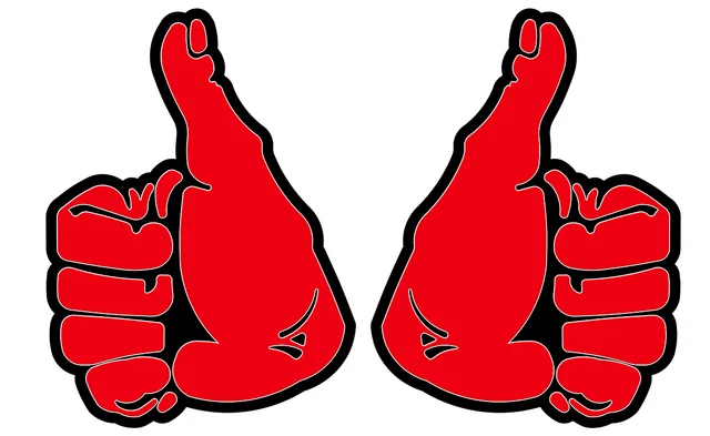 THUMBS UP DECAL STICKER RED 100MM High CONTOUR CUT LEFT & RIGHT $14.99 ...