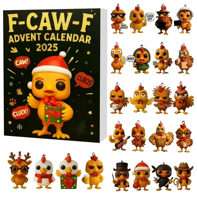 2025 F-CAW-F! FUNNY Chicken Advent Calendar 24 Days Rooster Countdown ...