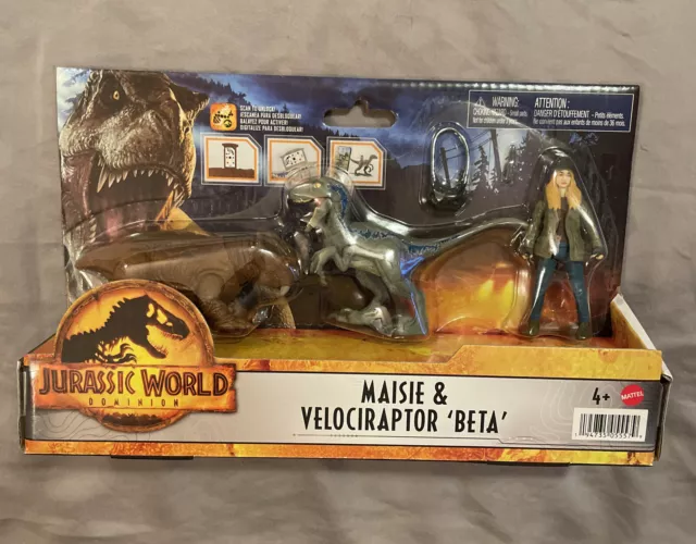 MATTEL JURASSIC WORLD Dominion Maisie, Velociraptor Beta&Lystrosaurus ...