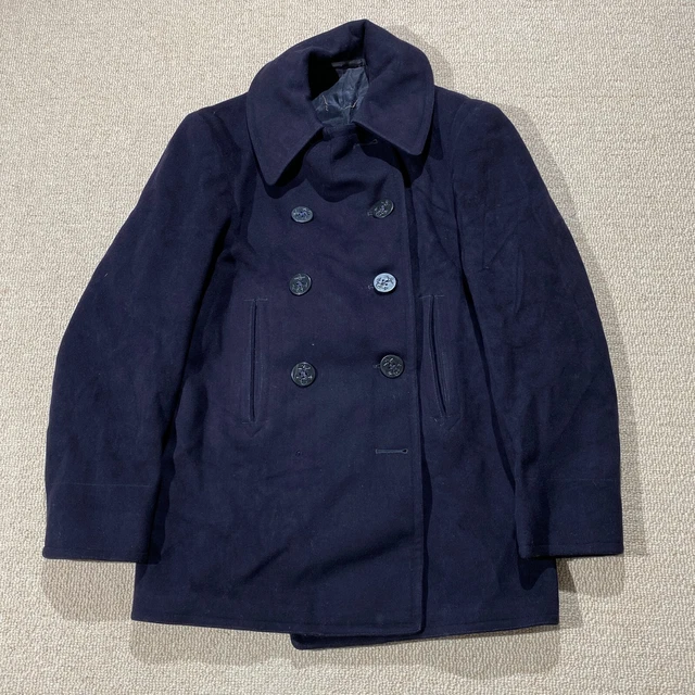 VINTAGE WW2 US Navy Pea Coat Mens 36 Blue 10 Button 1940s USN Enlisted 40s WWII £89.99 - PicClick UK