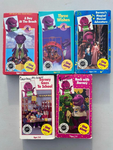 BARNEY 5 VHS LOT Day Beach/ 3 Wishes/ Magical/ Goes School/ Rock With ...