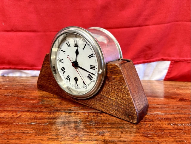 FABULOUS CHROMED BRONZE Ships Gimbal Clock by Elliott of London c.1950 ...