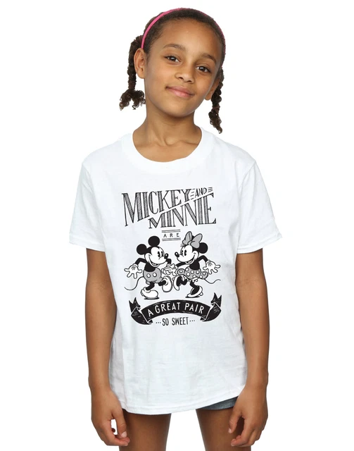 DISNEY FILLE MICKEY and Minnie Mouse Great Pair T-Shirt Blanc 5-6 Years ...