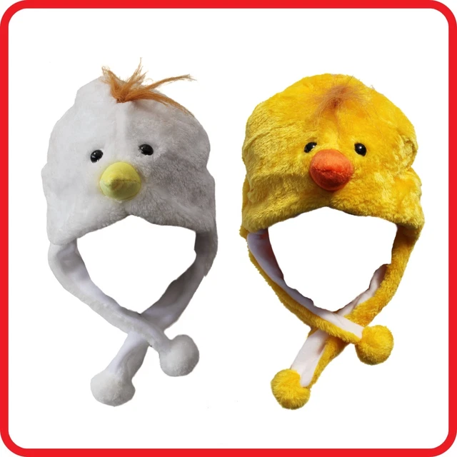 CHICKEN,CHICK,HEN,ROOSTER,CHOOK ANIMAL PLUSH Fluffy Hooded Hat Beanie ...