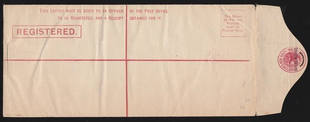 NEW SOUTH WALES Registered Envelope: 1891 QV 3d/4d, large size H2. H&G ...