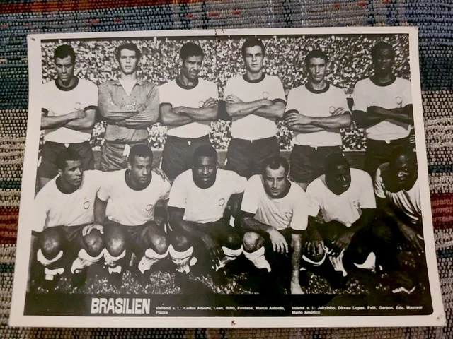 PELE BRAZIL TEAM Photo Early 70S Football World Cup Fc Santos Soccer ...