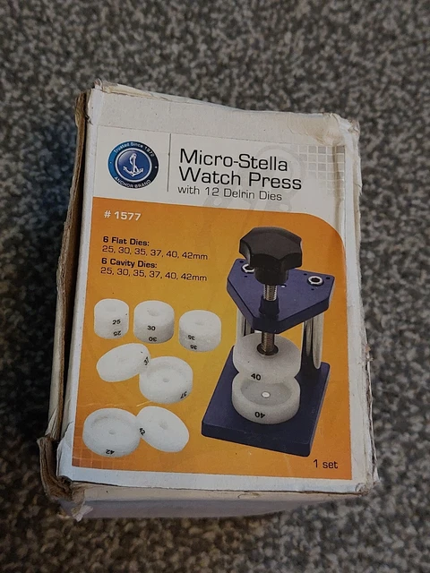 MICRO STELLA WATCH PRESS with 12 DELRIN DIES #1577..EXCELLENT CONDITION ...