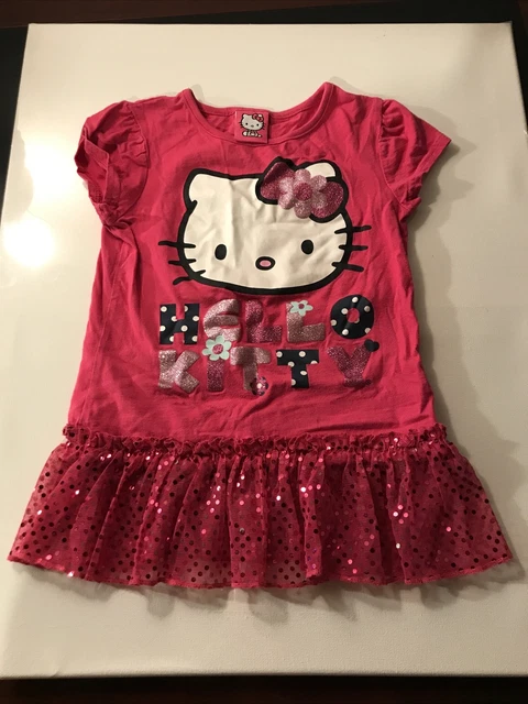 HELLO KITTY DRESS Pink Glitter Sparkle Girls Size 6 READ DESCRIPTION ...