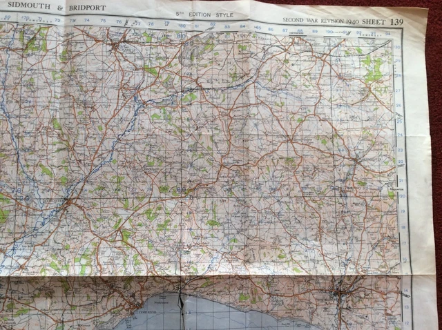 WW2 BRITISH ARMY Map 1940 Devon, Sidmouth & Bridport 2nd War Revision ...