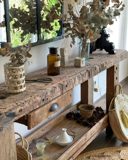 ÉTABLI EN BOIS ancien, meuble salle de bain, meuble d'entrée. EUR 300,00 - PicClick FR