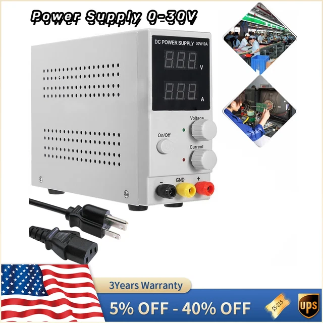 VARIABLE DC BENCH Power Supply 0-30V Adjustable Power Source Stabilized ...