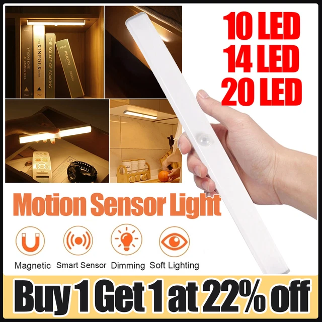 LED PIR MOTION Sensor Light Wireless Strip Cabinet Closet Lamp USB ...