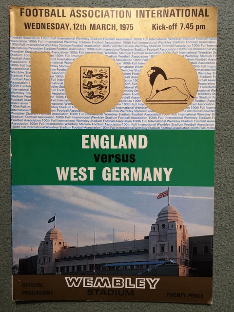 ENGLAND V WEST Germany Wembley Stadium Official Football Program 1975 £ ...