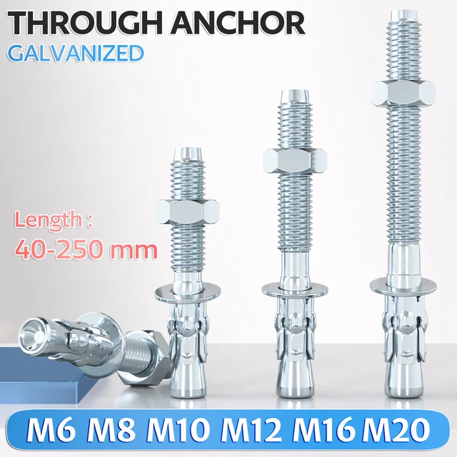 CONCRETE WEDGE ANCHOR Zinc Plated Expansion Anchors Includes Nuts ...