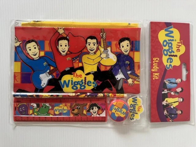 VINTAGE ORIGINAL WIGGLES Study Kit Pencil Case Ruler Eraser Sharpener ...