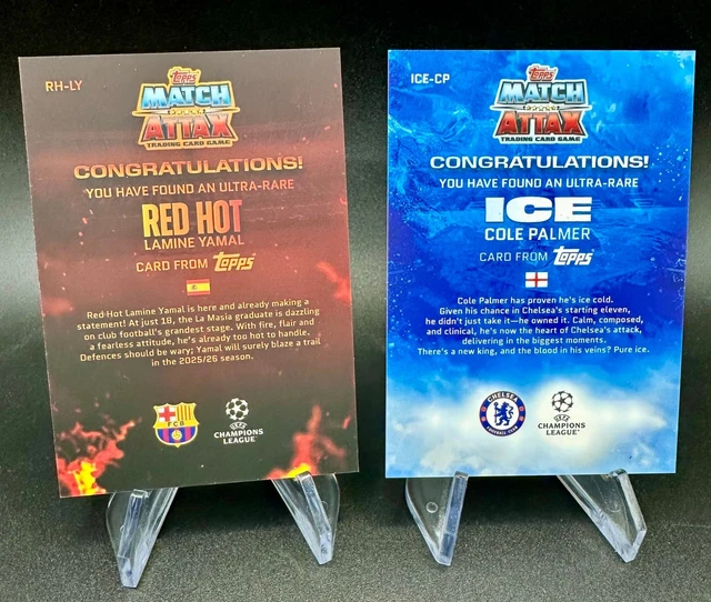 TOPPS MATCH ATTAX UCL 2025/2026 Lamine Yamal Red Hot & Palmer Ice Cold ...