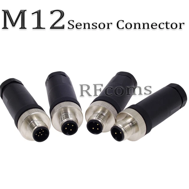 M12 SENSOR CONNECTOR 4Pin 3 5 8 Pins Waterproof Adapter M/F Straight ...