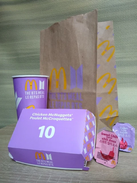 MCDONALD'S BTS MEAL Packaging Complete Set (cup, McNuggets box, sauce ...