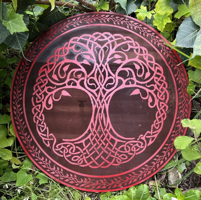 MEDIEVAL WOODEN VIKING Round Tree Design Shield, Larp Reenactment ...