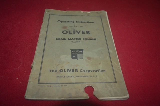 OLIVER WHITE TRACTOR 15 Grain Master Combine Operators Manual TBPA EUR ...