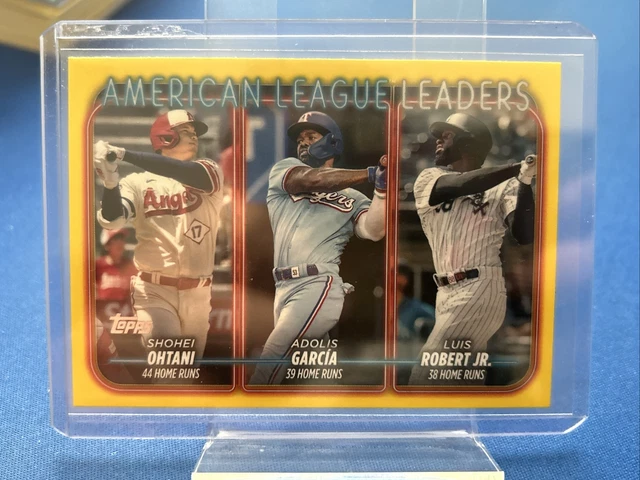 2024 TOPPS SERIES 1 Ohtani/Robert/Garcia AL HR Leaders jaune parallèle ... 2024 TOPPS SERIES 1 Ohtani/Robert/Garcia AL HR Leaders jaune parallèle ...