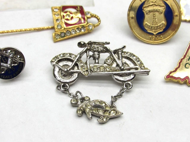 VINTAGE MASONIC SHRINER Murat Police Club Pins Freemason Motorcycle ...