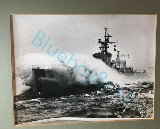 ROYAL NAVY FRIGATE HMS Rhyl F129 ploughing through rough sea 1960's 9 x ...