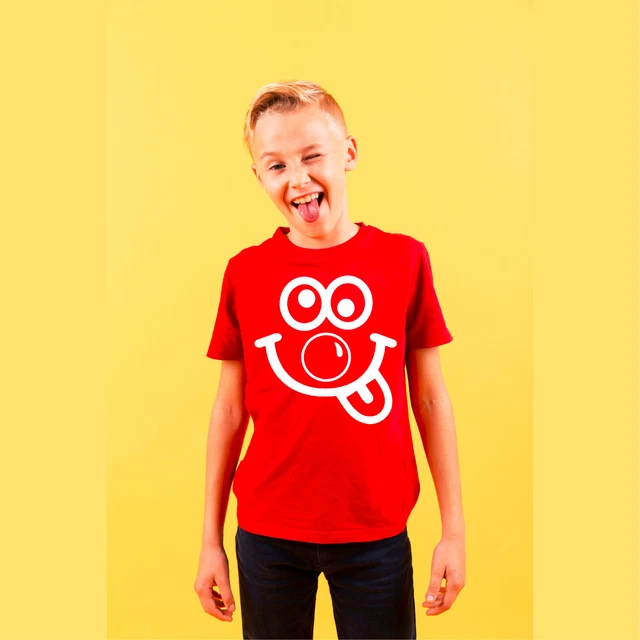 COMIC RELIEF SMILE Face Red Nose Day 2025 Kids T-Shirt, Funny Cartoon ...