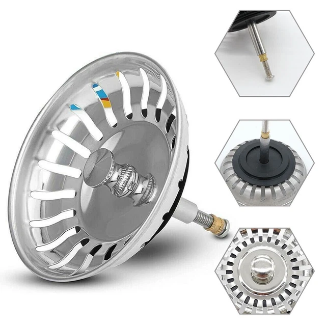 FILTRE ÉVIER ÉVACUATION lavabo salle de bain cuisine tige acier inoxydable mod EUR 7,51 ...