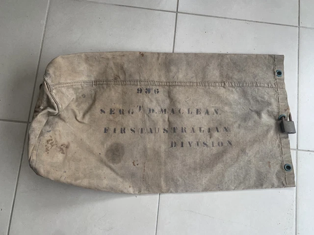 WW1 AUSTRALIAN CANVAS Kit Bag Named To A Tasmanian WWI Australia $279. ...