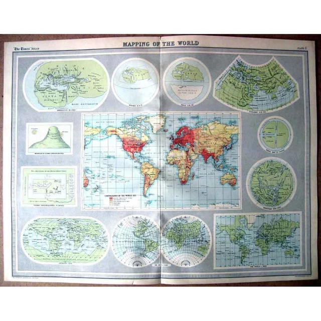 WORLD MAP MAPPING the World Through the Ages 1922 by Bartholomew £9.99 ...