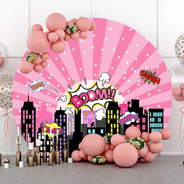 PINK NIGHT CITY Star Boom Round Birthday Backdrop $35.95 - PicClick AU