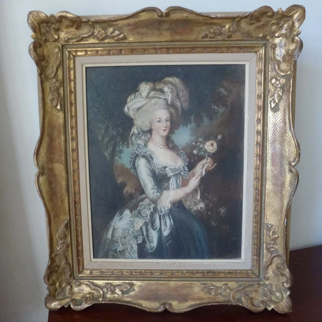 ANCIEN TABLEAU HUILE Toile Marie-Antoinette Cadre Montparnasse Bois ...