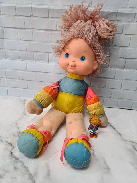 RAINBOW BRITE TICKLED Pink Baby Brite Doll Pink Hair 14" 1983 + PVC ...