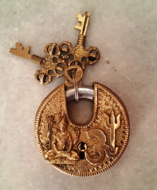OM LORD SHIVA Lock With Trident Antique Style lock om Trishul lock ...