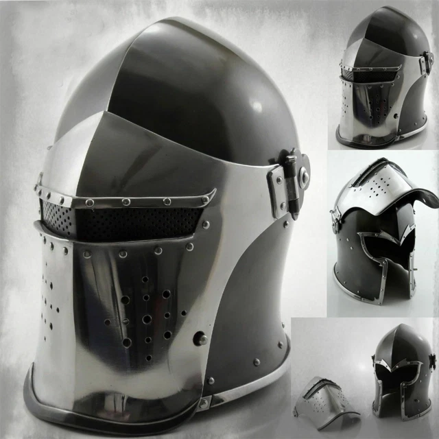MEDIEVAL BARBUTA HELMET Knights Templar Crusader Armor Helmet 20 gauge ...