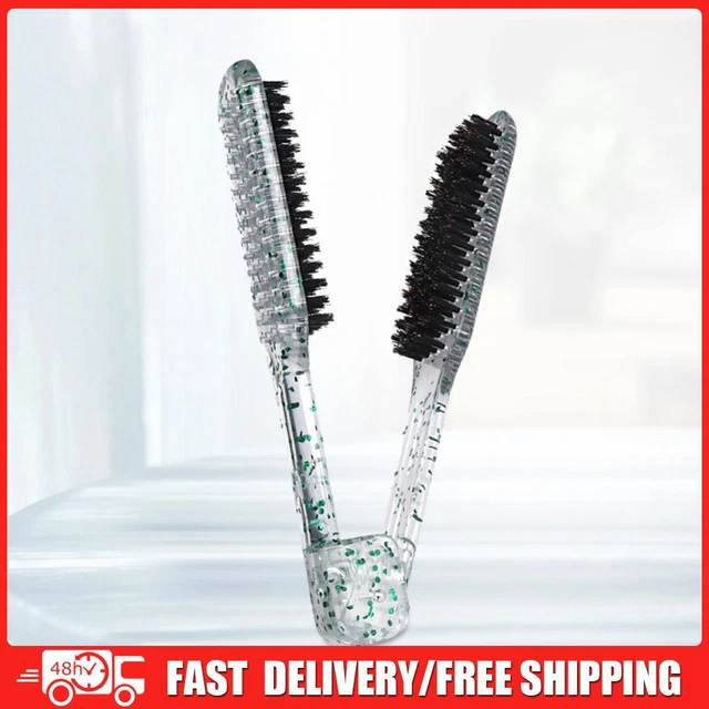 FOLDING COMB DOUBLE Brushes Straight Hair Curl Comb Clamp Not Hurt ...