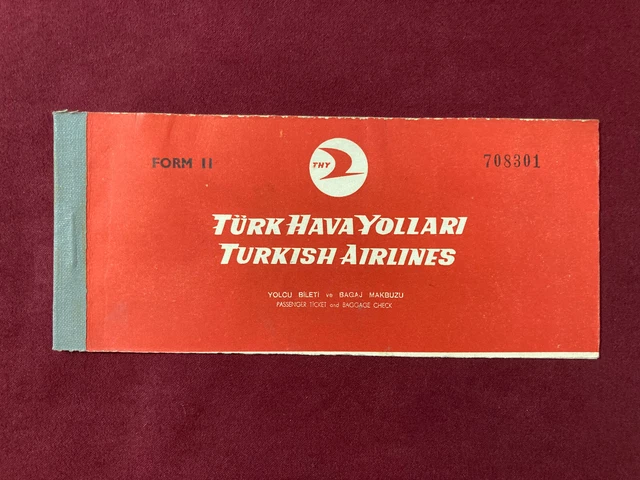 TURKISH AIRLINES FLIGHT Ticket 1960s Old Airlines Ticket Istanbul to ...