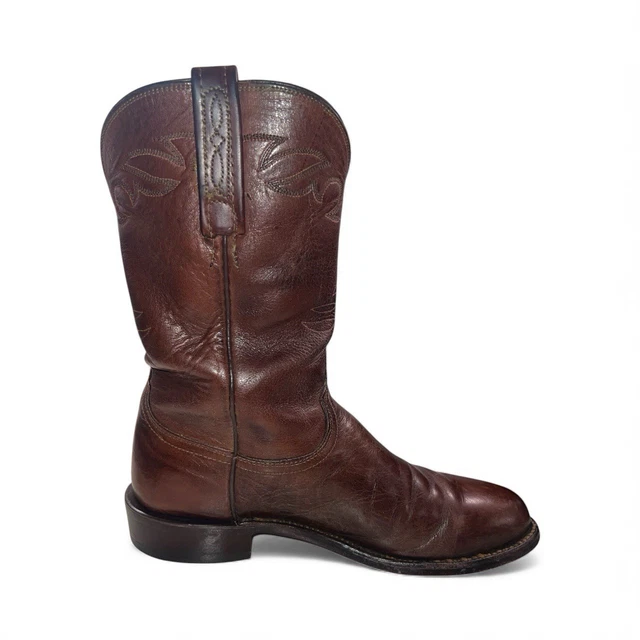 LUCCHESE 1883 GENUINE Vintage Bison Roper Boots Men’s 8D Brown Made in ...