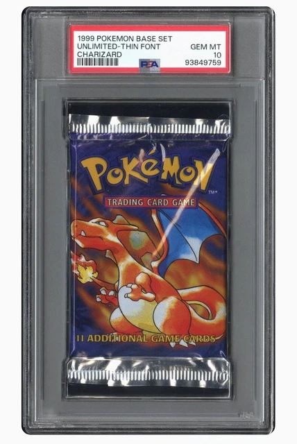 1999 POKEMON BASE Set Charizard Booster Pack THIN FONT - PSA 10 - ONLY ...