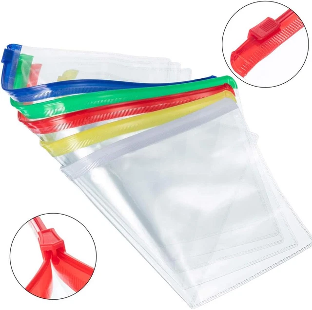 A5 CLEAR PLASTIC Zip Wallet 20Pcs Plastic Envelope Zip Envelopes Files ...
