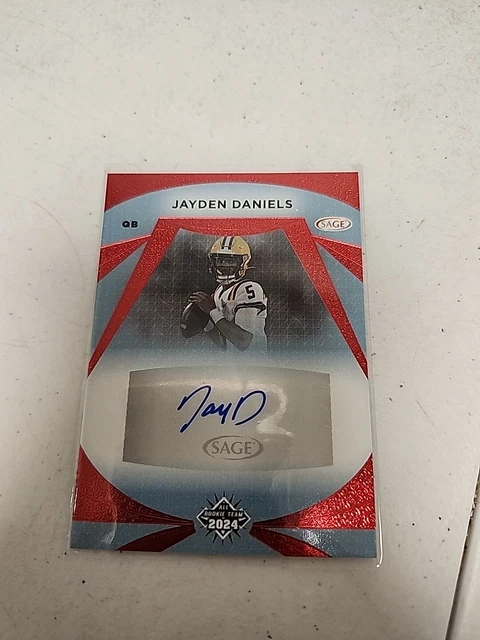 2024 SAGE HIGH Series Red Foil Jayden Daniels Auto Rookie All Rookie ...