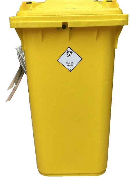 YELLOW 360L CLINICAL/GENERAL Waste/Trash Wheelie Bin With Lids, Handle ...