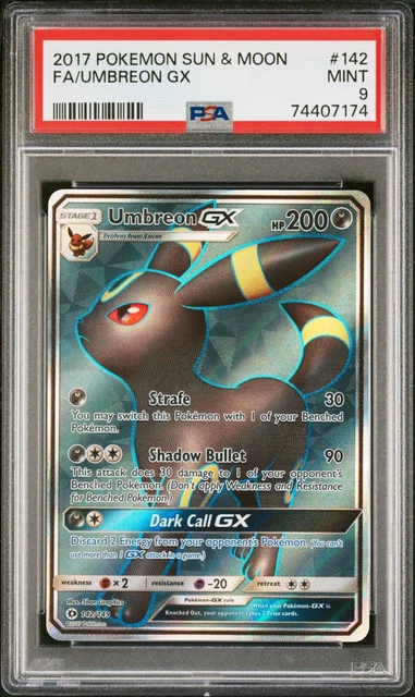 PSA 9 UMBREON GX Full Art 142/149 Sun & Moon Base Pokemon Card $75.00 ...