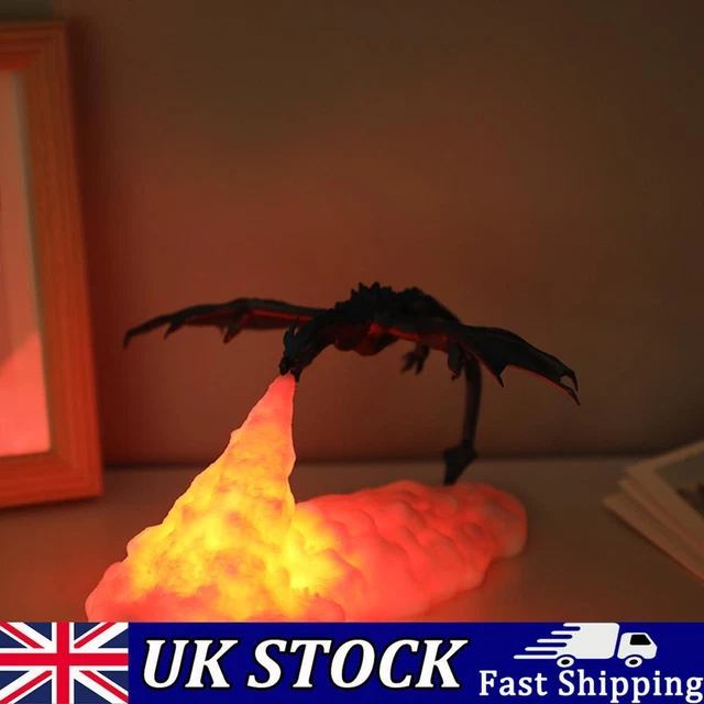 3D PRINTED LED Lamps USB Charge Fire/Ice Dragon Atmosphere Light ...