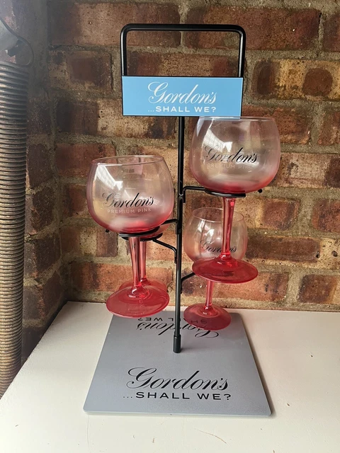 GORDONS GIN TREE Glass Stand With 4 Glasses £32.95 - PicClick UK