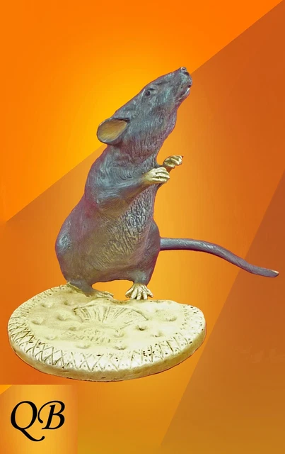 ART DECO BRONZE Figurine Sculpture Statue Mouse With Biscuit Hot Cast ...