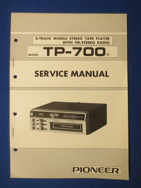 PIONEER TP-700 8 Track Service Manual Factory Original The Real Thing ...