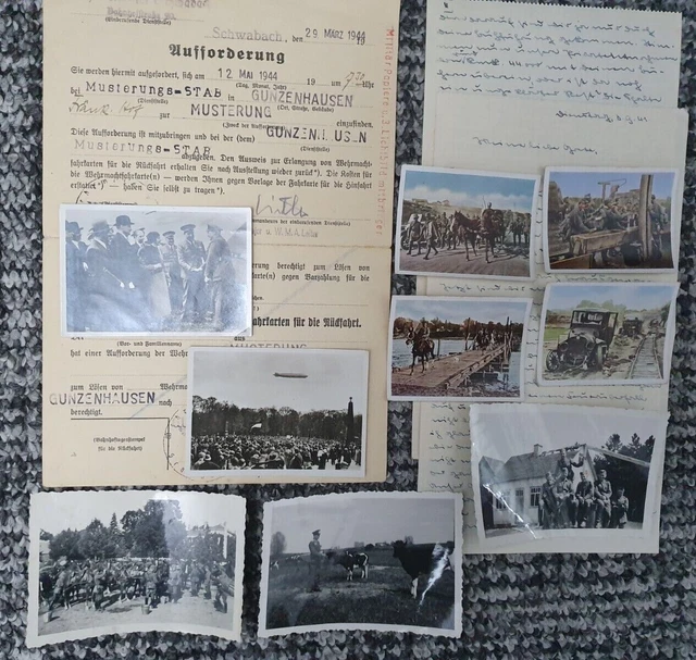 ORIGINAL GERMAN WW2 Soldiers Letter .Cigarette cards. Photos +telegram ...