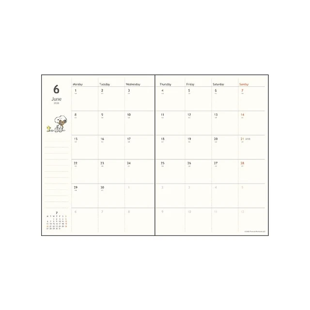 SNOOPY 2026 SCHEDULE Book Agenda Planner Sunstar Snoopy B6 Monthly 2025 ...